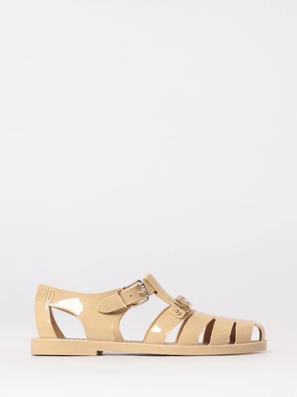 Moschino Pvc Perforated Sandals With Adjustable Ankle Strap - Brown