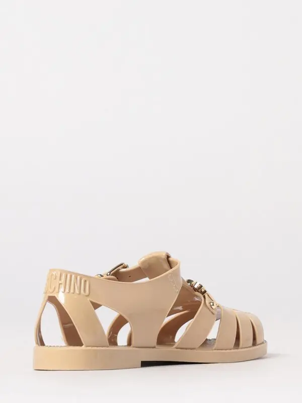 Moschino Pvc Perforated Sandals With Adjustable Ankle Strap - Brown