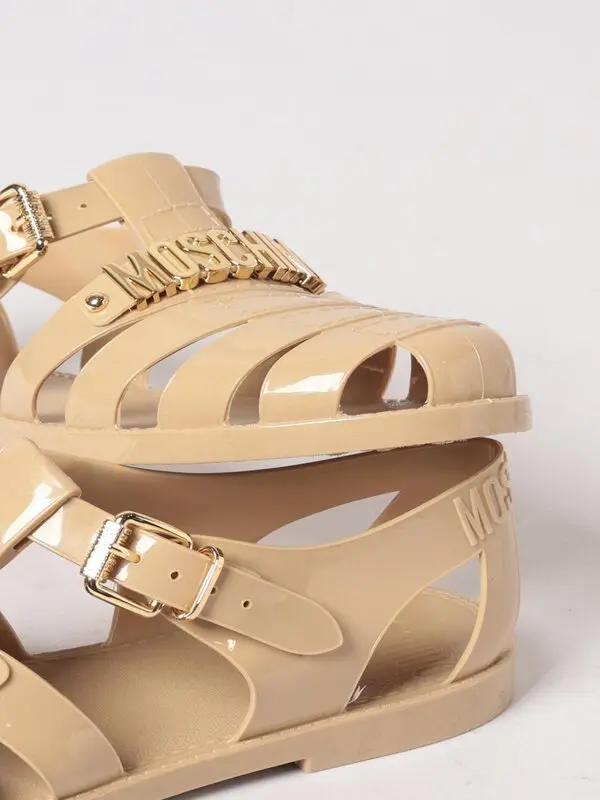 Moschino Pvc Perforated Sandals With Adjustable Ankle Strap - Brown