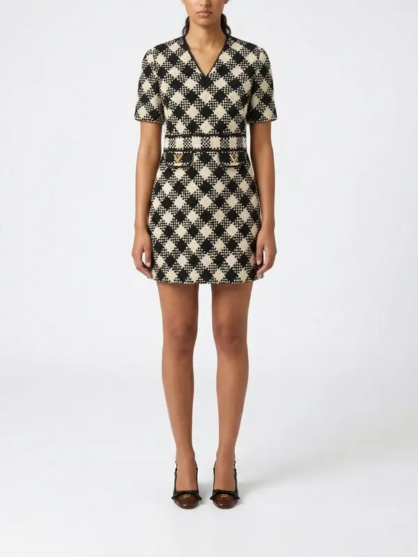 Valentino Garavani Checked Short Sleeve Dress