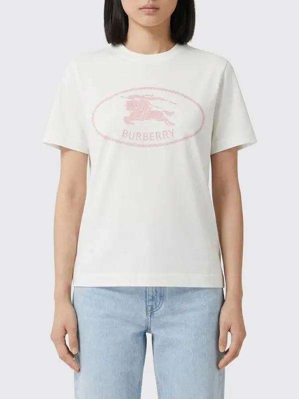 Burberry Cotton T-shirt With Equestrian Knight Logo - Pink
