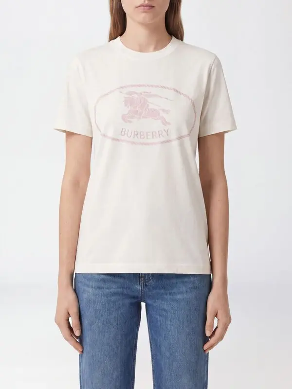 Burberry Slim Fit Cotton T-shirt With Equestrian Knight Logo - Pink