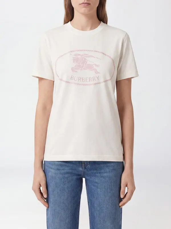 Burberry Cotton T-shirt With Equestrian Knight Logo - Pink