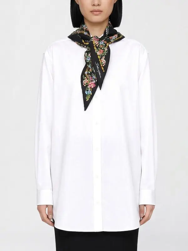 Dolce & Gabbana Cotton And Silk Shirt With Embroidered Collar Detail
