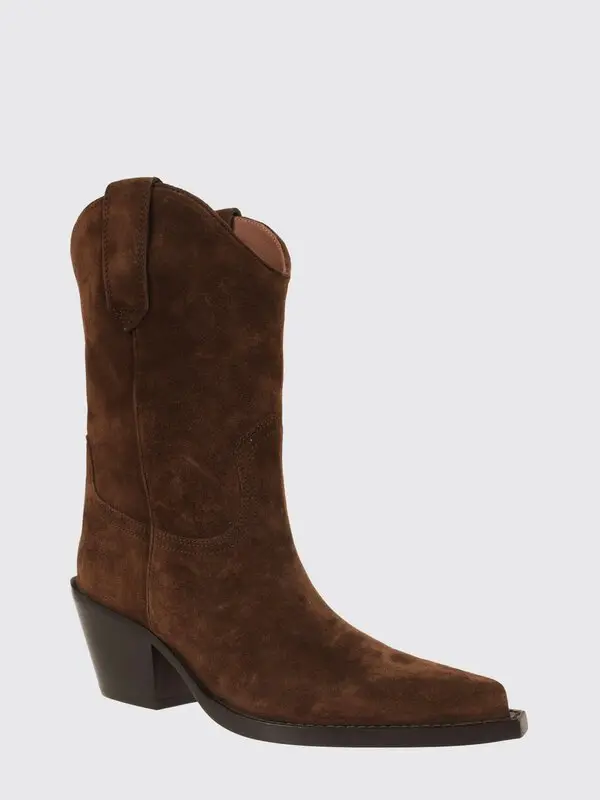 Paris Texas Dakota Suede Mid Calf Western Boots - Brown