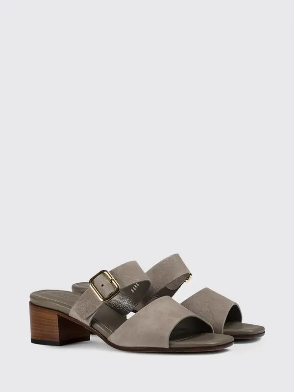 DOUCAL'S Suede Mule Sandals With Adjustable Strap - Grey