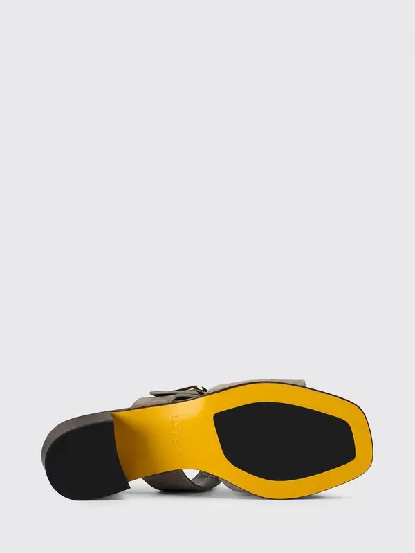 DOUCAL'S Suede Mule Sandals With Adjustable Strap - Grey