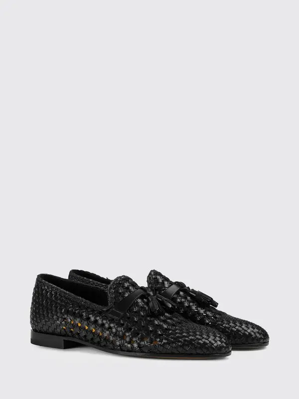 DOUCAL'S Woven Leather Loafers With Tassel Detail - Black
