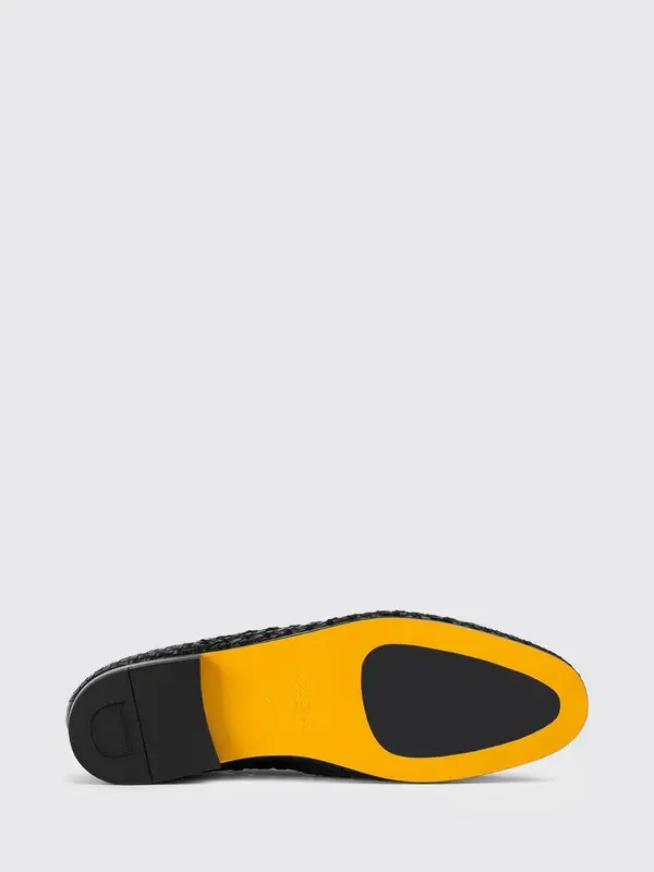 DOUCAL'S Woven Leather Loafers With Tassel Detail - Black