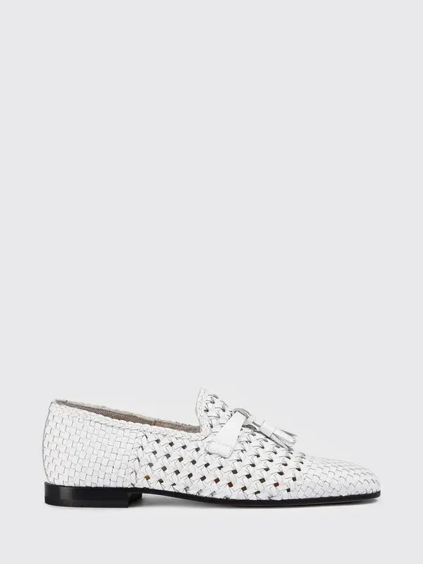 DOUCAL'S Woven Leather Loafers With Tassel Detail - White