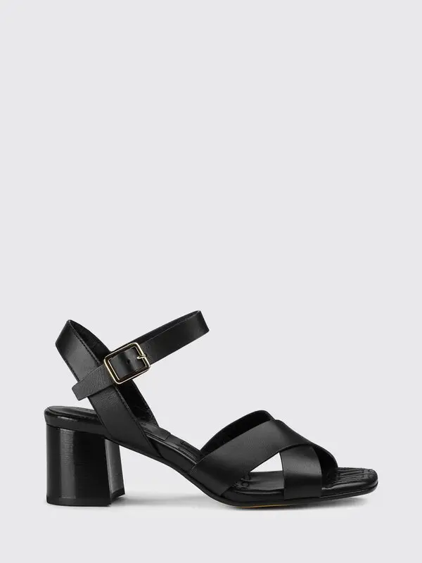DOUCAL'S Leather Sandals With Adjustable Ankle Strap - Black