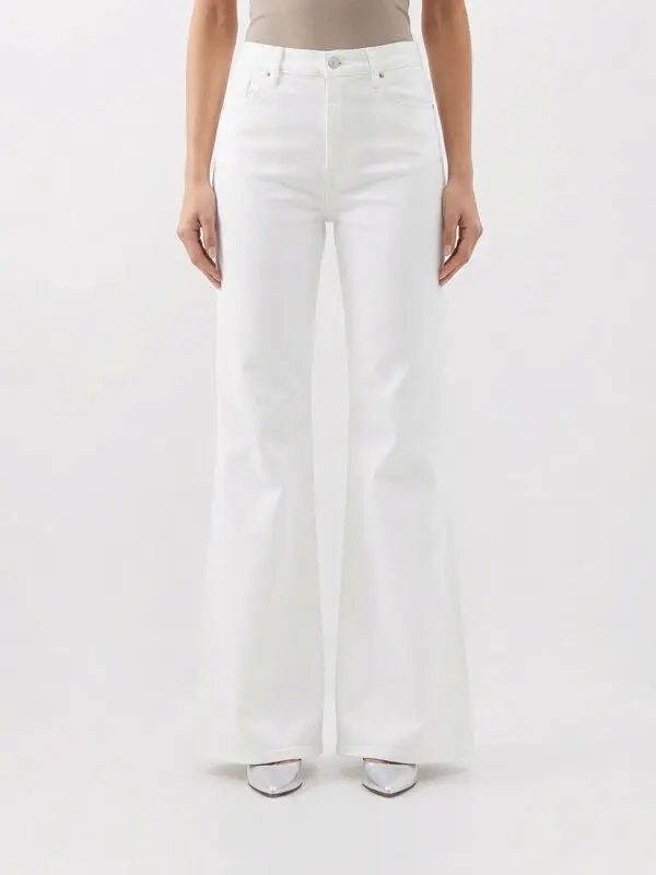 7 For All Mankind Flared Stretch Denim Jeans - White