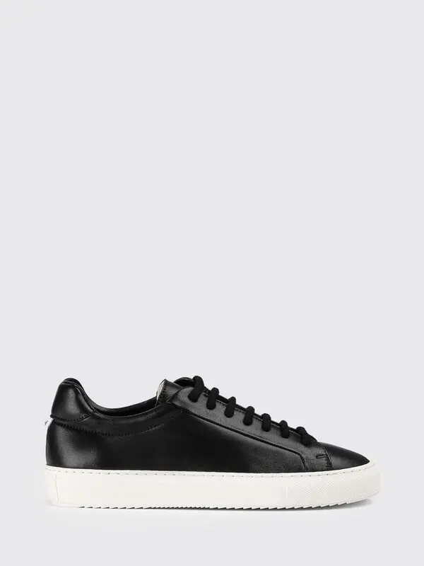 DOUCAL'S Smooth Calf Leather Lace-up Sneakers - Black