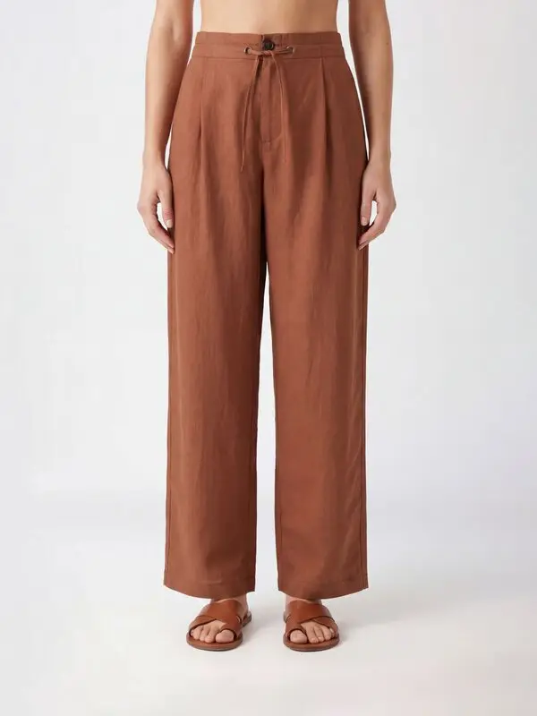 Brunello Cucinelli Viscose And Linen Trousers - Red