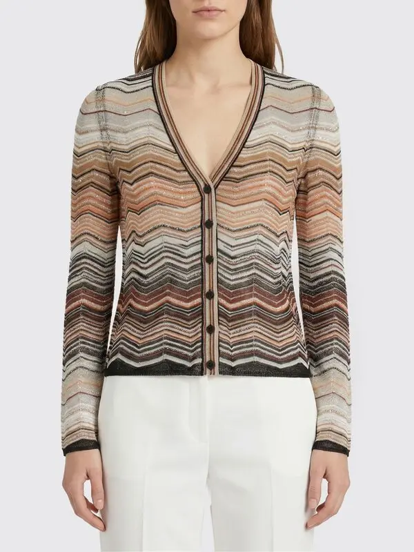 Missoni Zig Zag Lurex Viscose Cardigan - Brown