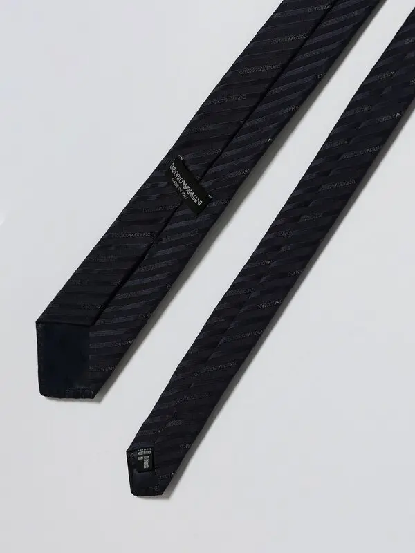 Emporio Armani Striped Silk Neck Tie - Blue
