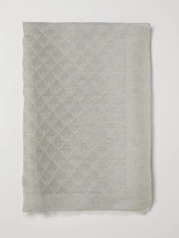Emporio Armani Viscose Blend Scarf With Jacquard Monogram - Grey