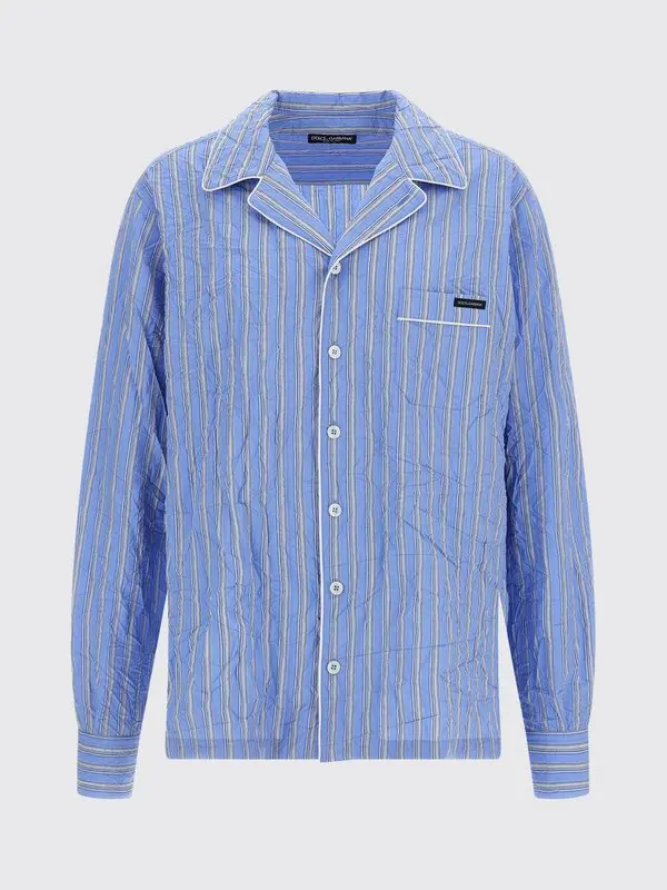 Dolce & Gabbana Striped Silk Blend Shirt - Blue