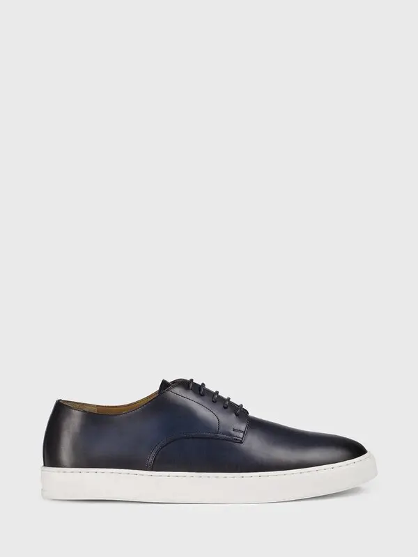DOUCAL'S Derby Lace Up Leather Sneakers - Indigo