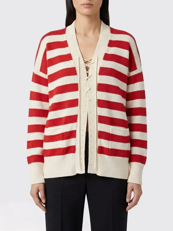 Ermanno Scervino Striped Cotton Blend Cardigan
