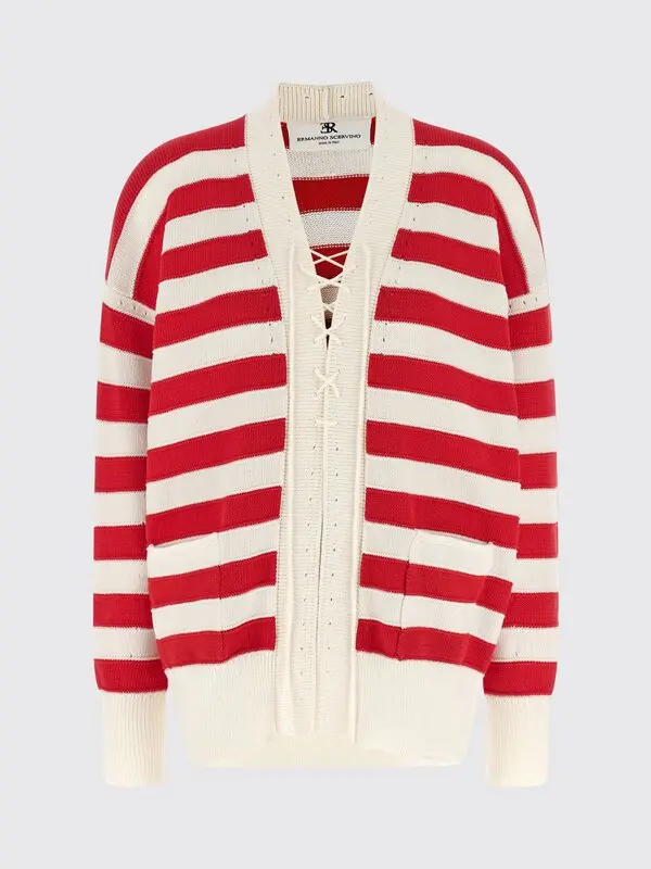 Ermanno Scervino Striped Cotton Blend Cardigan