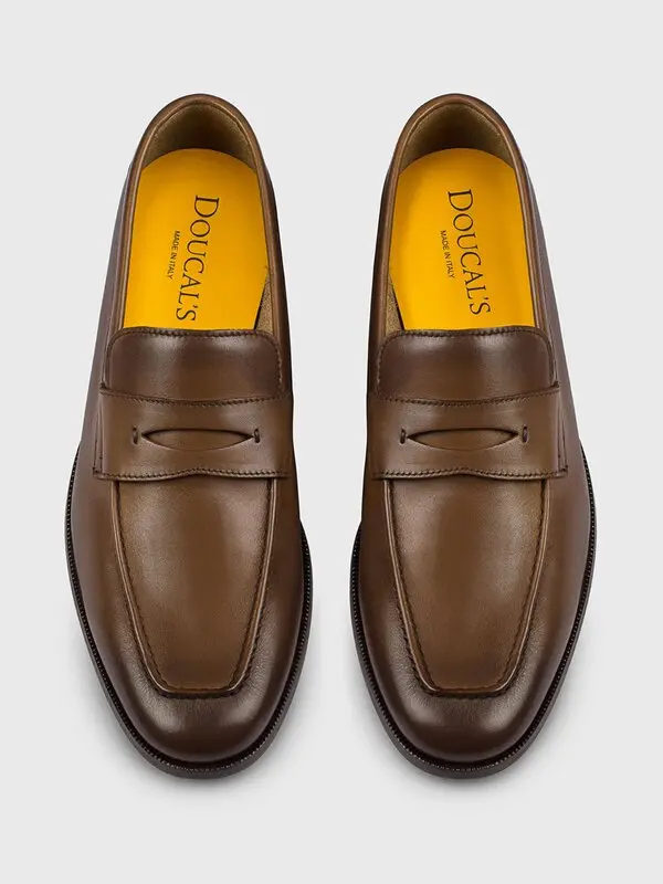 DOUCAL'S Smooth Calfskin Leather Loafers - Brown