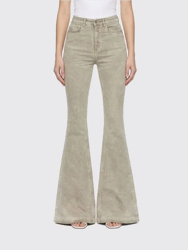 Rick Owens Flared Jeans In Cotton Denim - Beige