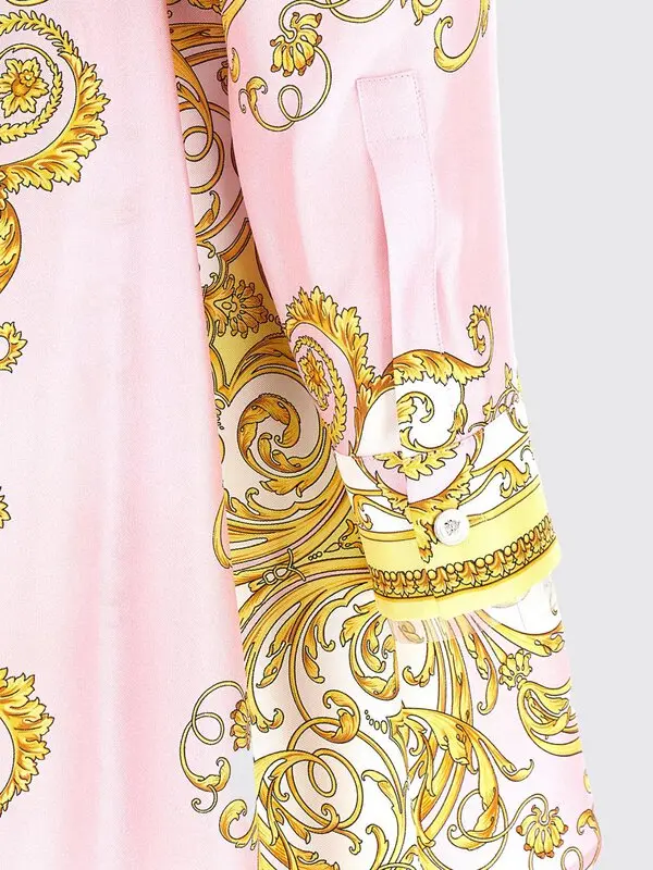 Versace Baroque Print Silk Long Sleeve Shirt Dress