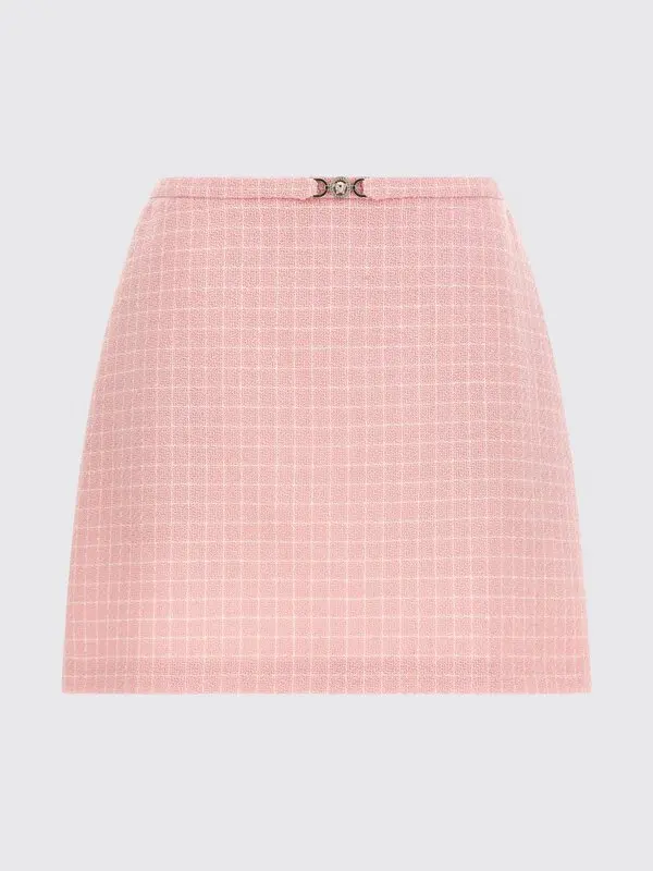 Versace Virgin Wool Plaid Mini Skirt - Pink