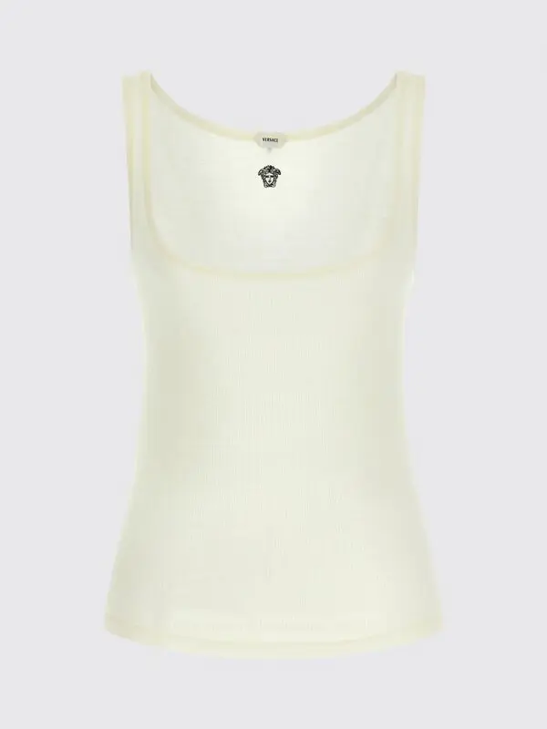 Versace Medusa Virgin Wool Knit Top - White
