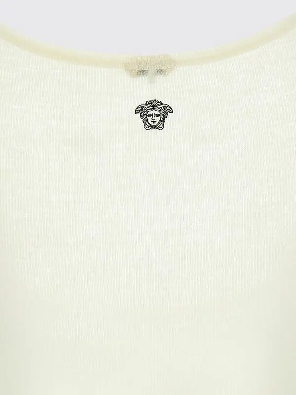 Versace Medusa Virgin Wool Knit Top - White