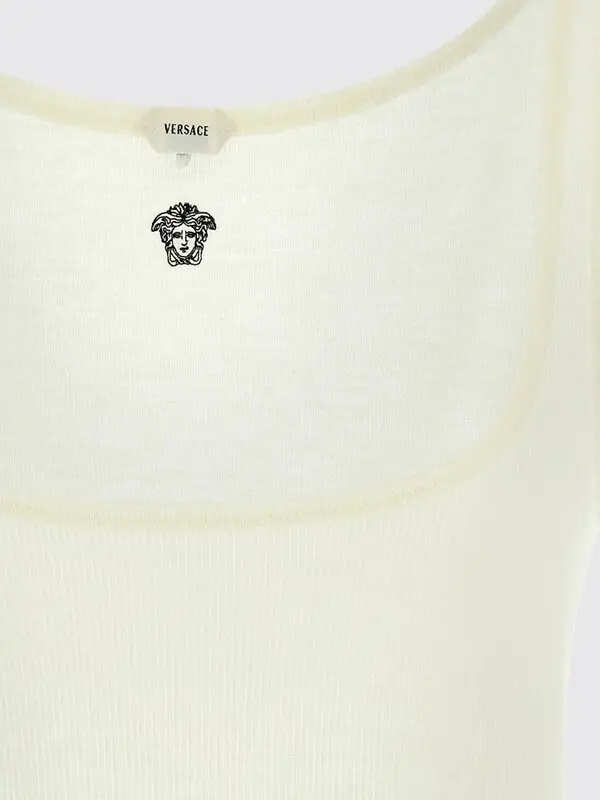Versace Medusa Virgin Wool Knit Top - White