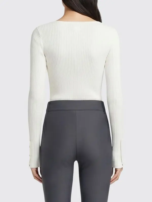 COURREGES Ribbed Square Neck Long Sleeve Top - White