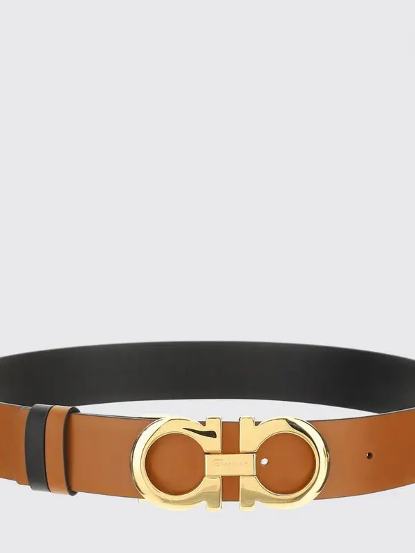 FERRAGAMO Reversible Gancini Belt In Leather - Black