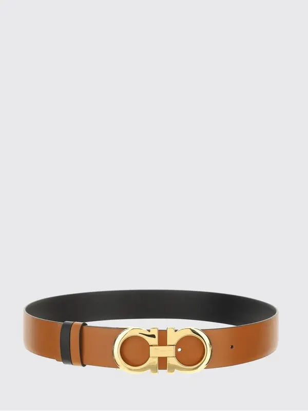 FERRAGAMO Reversible Gancini Belt In Leather - Brown