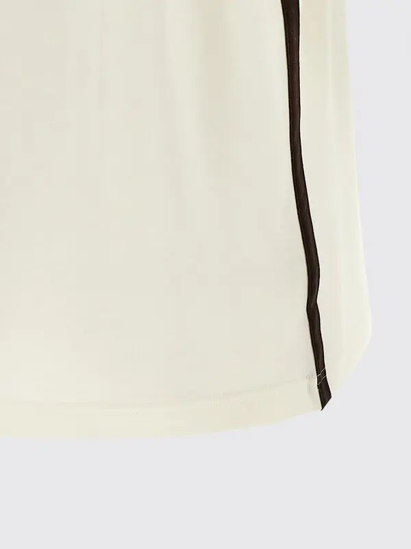 FERRAGAMO Cotton And Cashmere T-shirt With Gancini Logo - Beige