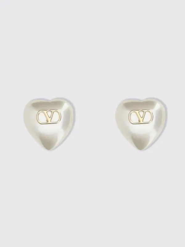 Valentino Garavani Vlogo Signature Heart Stud Earrings With Synthetic Pearl - Gold