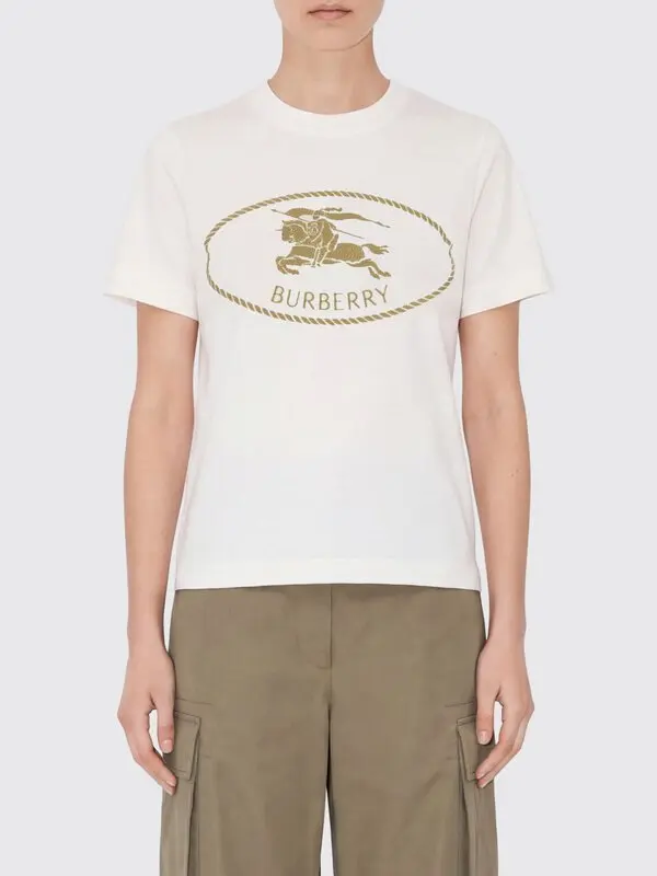 Burberry Cotton T-shirt With Equestrian Knight Logo - Beige