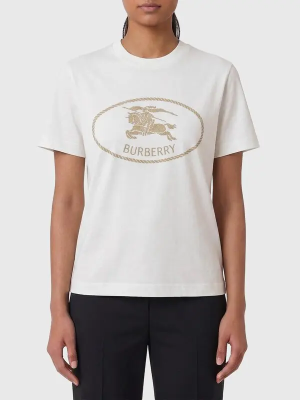 Burberry Cotton T-shirt With Equestrian Knight Logo - White