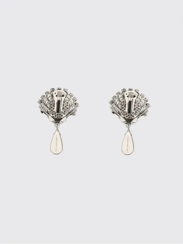 Alessandra Rich Brass Earrings With Rhinestones And Faux Pearls