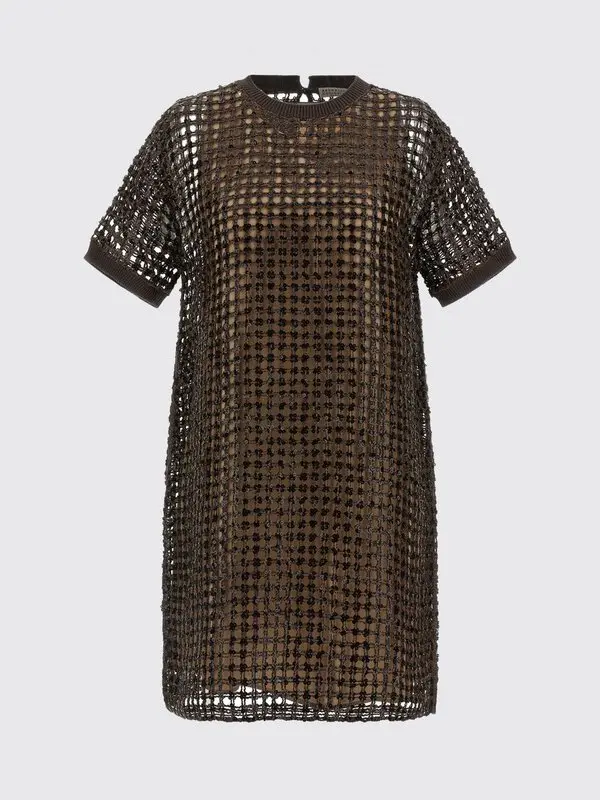 Brunello Cucinelli Sequined Silk And Linen Dress