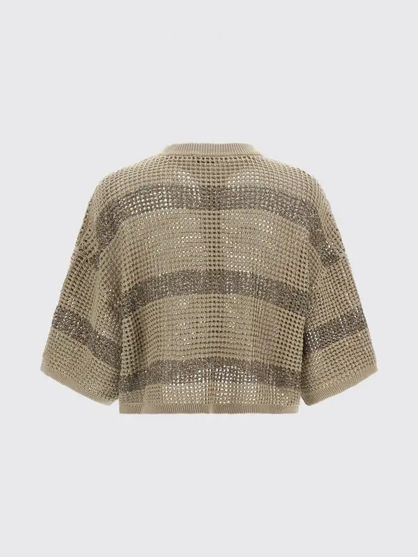 Brunello Cucinelli Open Knit Metallic Cardigan - Beige