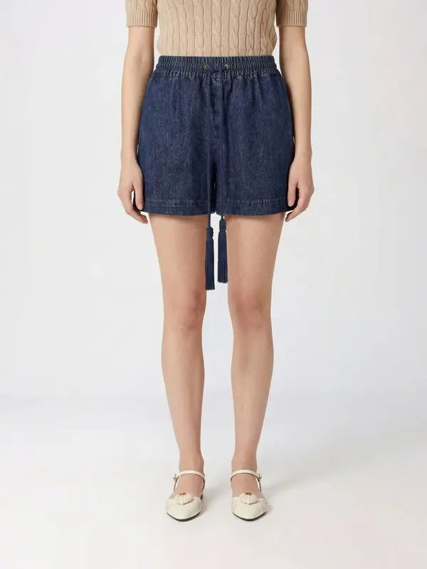 Valentino Garavani Vlogo Denim Jogging Shorts - Blue