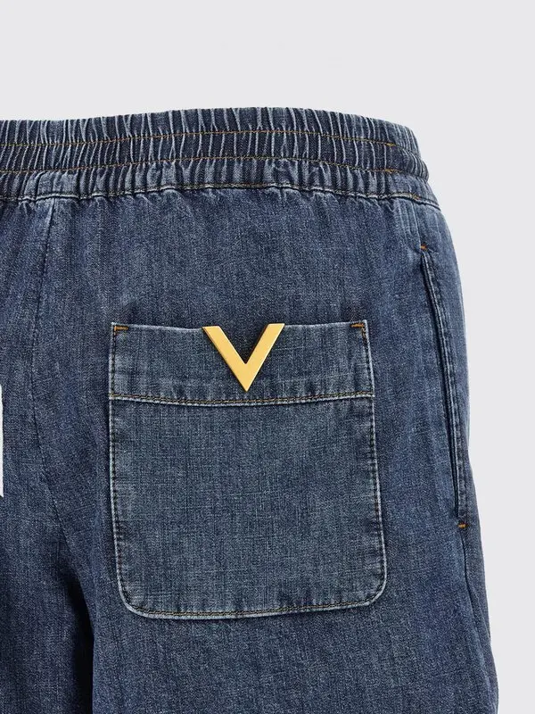 Valentino Garavani Vlogo Denim Jogging Shorts - Blue