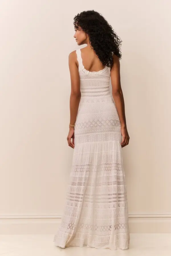 LoveShackFancy Solenne Pointelle Knit Maxi Dress - Sugar Daisy