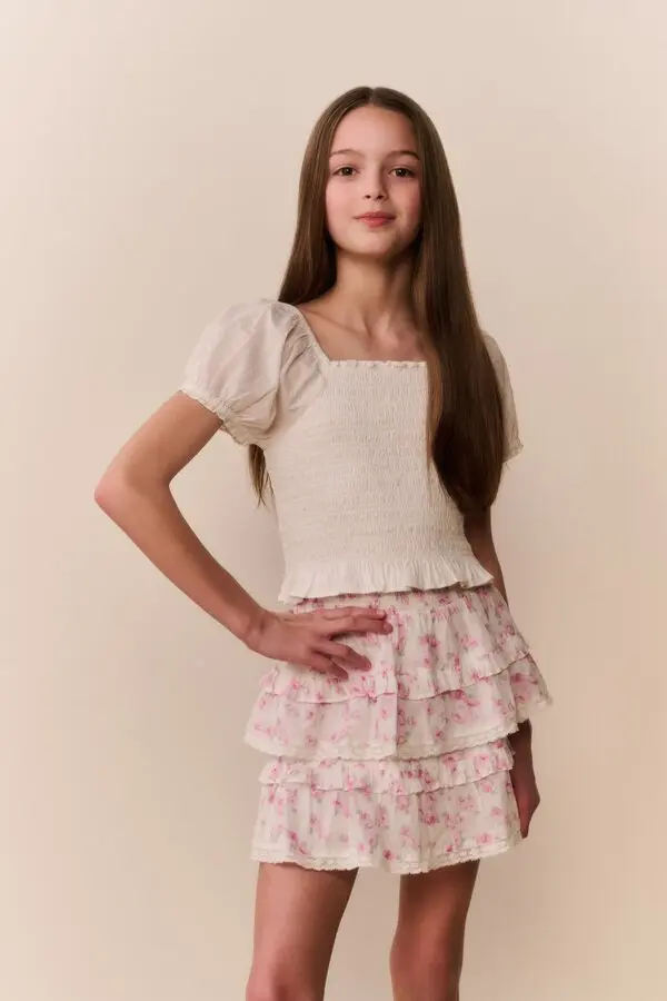 LoveShackFancy Tween Floral Blooms Billie Skirt - Rustic Orchid