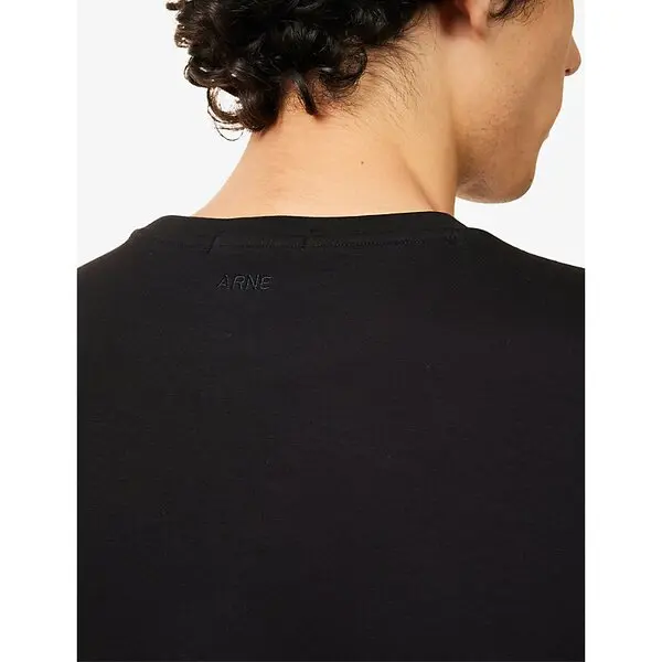 ARNE Essential Luxe Crewneck Stretch-cotton Blend T-shirt - Black
