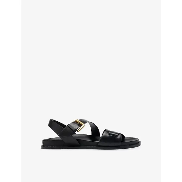 Whistles Asymmetric Buckle Leather Sandals - Black
