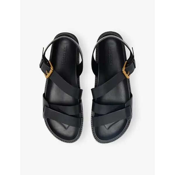 Whistles Asymmetric Buckle Leather Sandals - Black