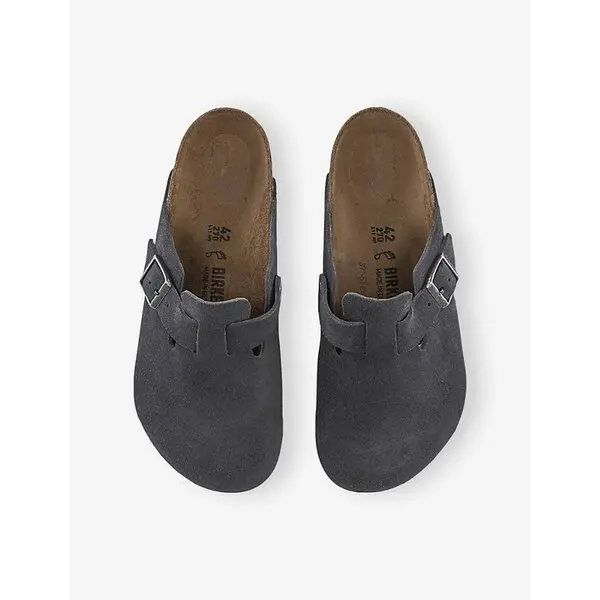 BIRKENSTOCK Boston Suede Clogs - Charcoal